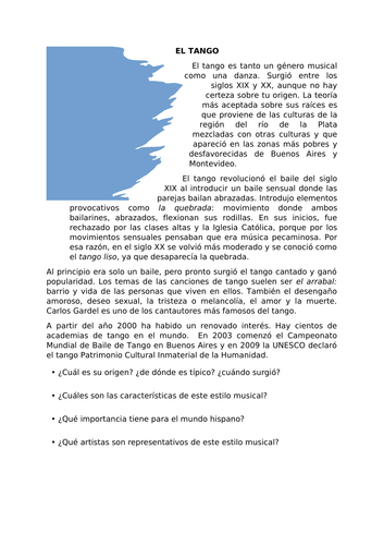Patrimonio cultura- la musica- reguetón flamenco y tango | Teaching ...
