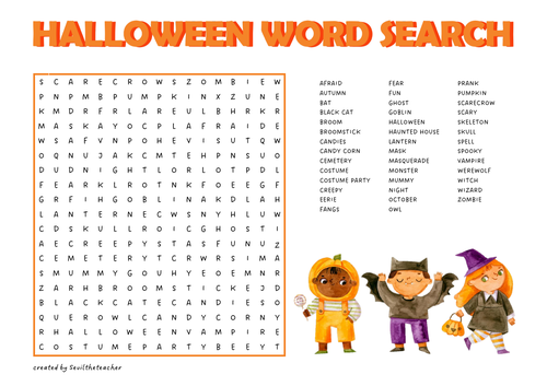 Halloween Word Search Puzzle | Teaching Resources