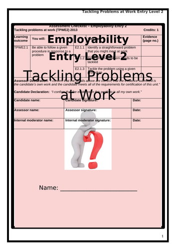 Employability Entry Level 2 Tackling Problems at Work (ASDAN ...