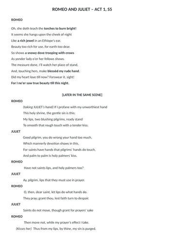 Various scenes from Romeo and Juliet | Teaching Resources