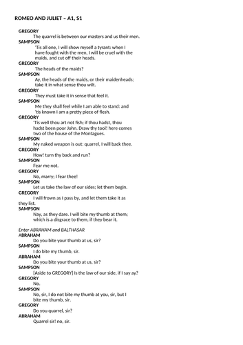 Various scenes from Romeo and Juliet | Teaching Resources