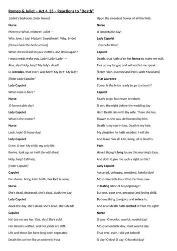 Various scenes from Romeo and Juliet | Teaching Resources