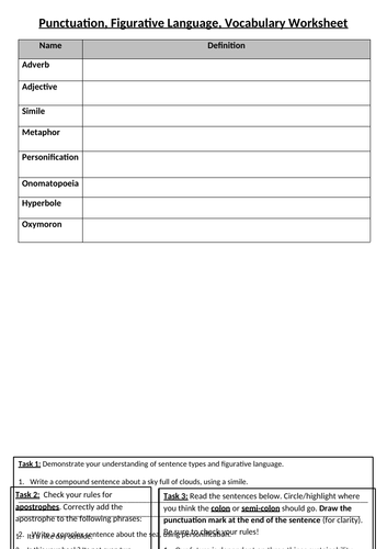 KS3 - General English Homework sheets | Teaching Resources