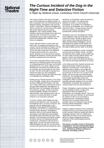 Curious Incident: the play | Teaching Resources