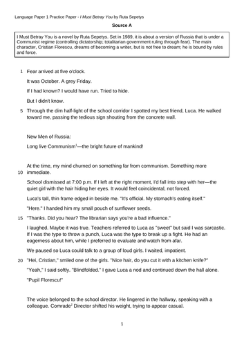 AQA Language Paper 1 x 7 | Teaching Resources