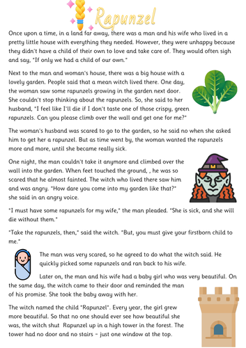 Rapunzel Reading Comprehension | Teaching Resources