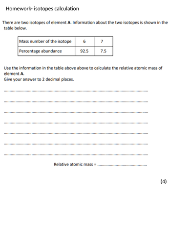 Aqa Atomic Structure Isotopes Lessons Teaching Resources