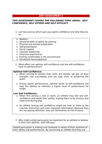 Unit 3 Applied Sport & Exercise Psychology | Teaching Resources