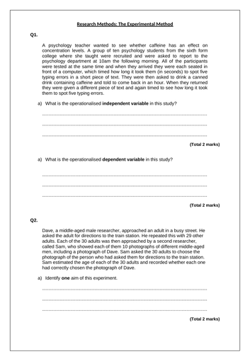 A-Level Psychology - THE EXPERIMENTAL METHOD [Year 1 Research Methods ...