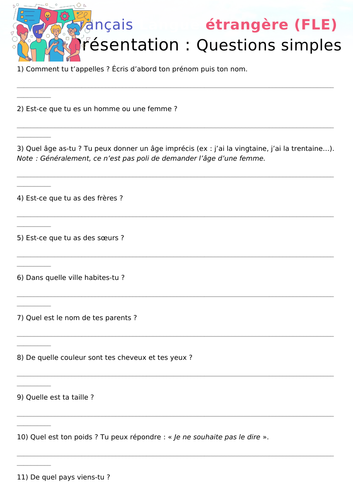 [French FFL FLE] Présentation - Poser des questions (questions in ...