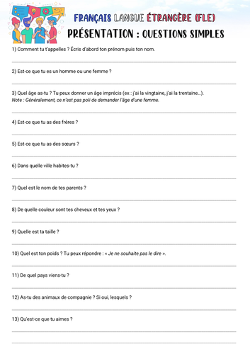 [French FFL FLE] Présentation - Poser des questions (questions in ...