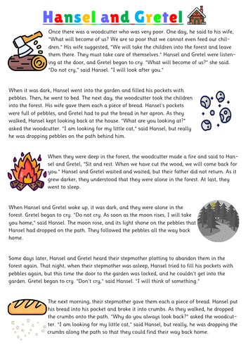 Hansel and Gretel Reading Comprehension | Teaching Resources