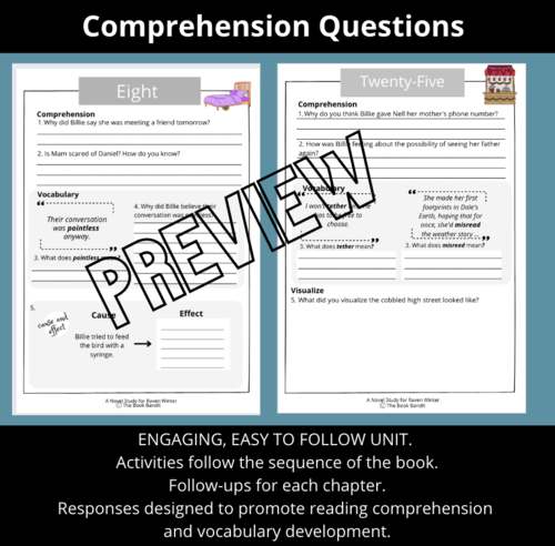RAVEN WINTER by Susanna Bailey NOVEL STUDY and Reading Comprehension ...