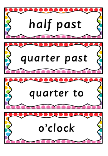 Colourful or Black and White Clock Labels - 8 Design Themes - Telling ...