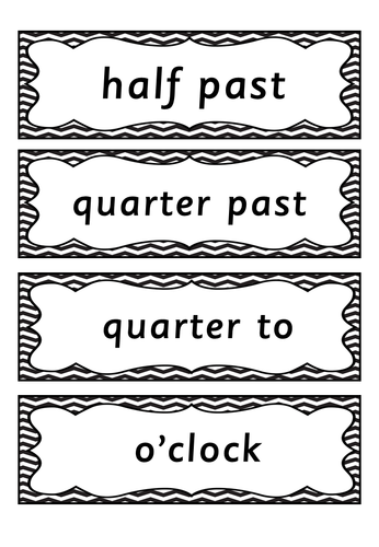 Colourful or Black and White Clock Labels - 8 Design Themes - Telling ...