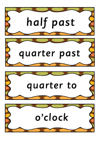 Colourful or Black and White Clock Labels - 8 Design Themes - Telling ...