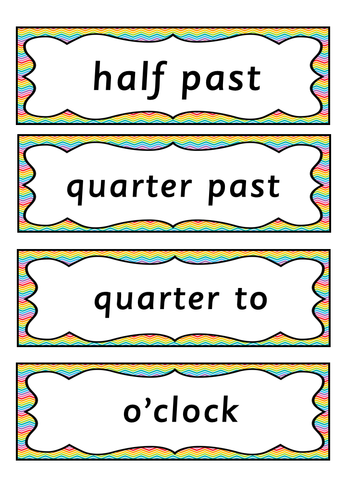 Colourful or Black and White Clock Labels - 8 Design Themes - Telling ...