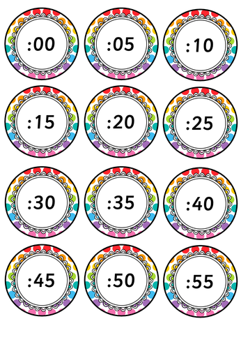 Colourful or Black and White Clock Labels - 8 Design Themes - Telling ...