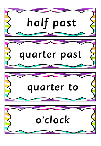 Colourful or Black and White Clock Labels - 8 Design Themes - Telling ...