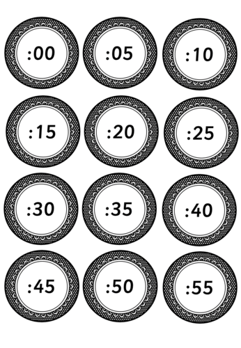 Colourful or Black and White Clock Labels - 8 Design Themes - Telling ...