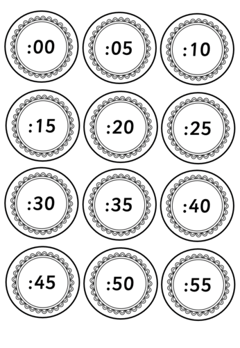 Colourful or Black and White Clock Labels - 8 Design Themes - Telling ...