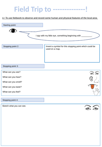 Primary field trip / fieldwork worksheet activity - KS2 - editable ...