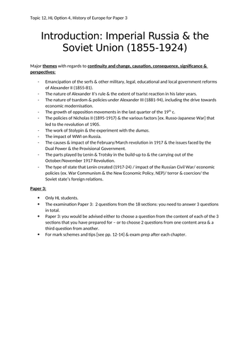 IB History HL- Paper 3: Imperial Russia, Revolution and the ...