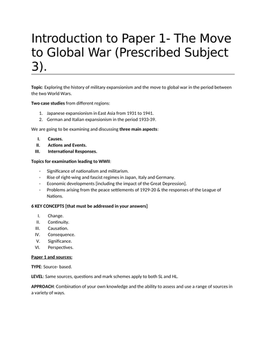 IB DP History [SL and HL]: PS3: The Move to Global War | Teaching Resources
