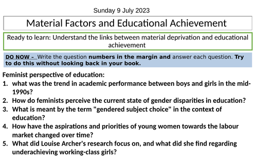 AQA Sociology GCSE: External Factors Education | Teaching Resources