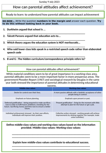 AQA Sociology GCSE: External Factors Education | Teaching Resources