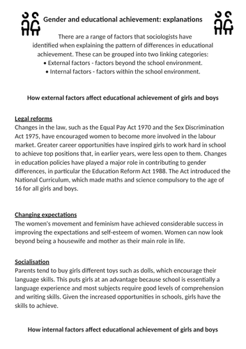 AQA Sociology GCSE: External Factors Education | Teaching Resources