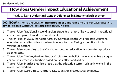 AQA Sociology GCSE: External Factors Education | Teaching Resources