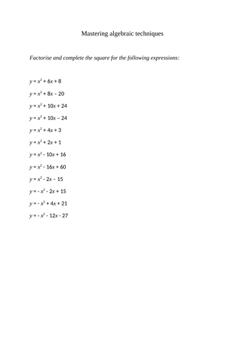 Algebra Set 2. Set of 10 worksheets | Teaching Resources