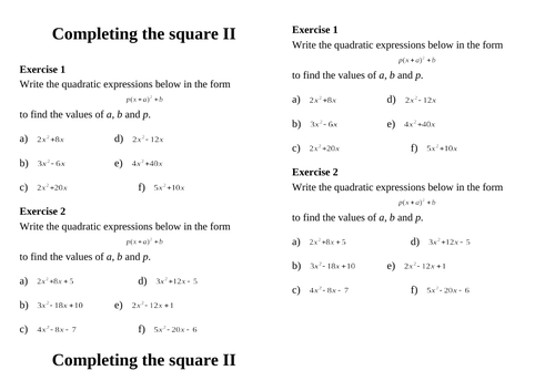 Algebra Set 2. Set of 10 worksheets | Teaching Resources