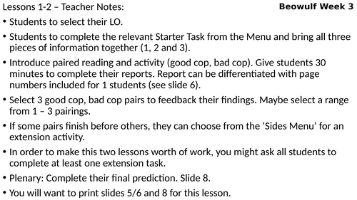 Beowulf Scheme of Work | Teaching Resources