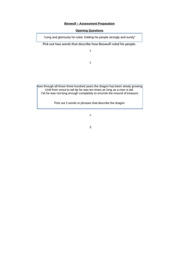 Beowulf Scheme of Work | Teaching Resources