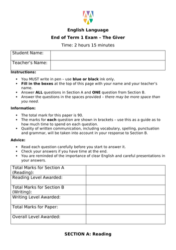 The Giver Scheme of Work | Teaching Resources