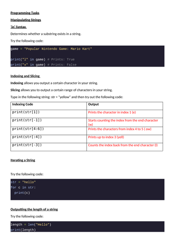 GCSE Computer Science Python Programming | Teaching Resources