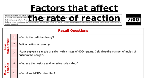 Factors that affect the rate of reaction with required practical ...