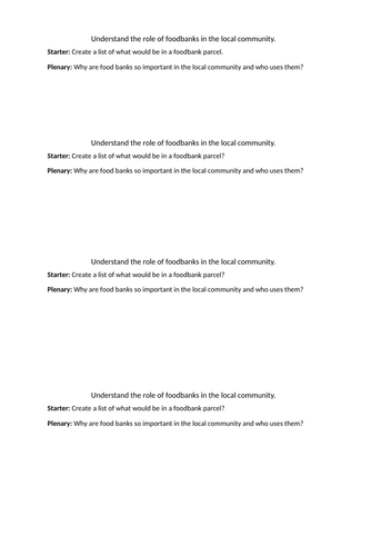 Food Banks | Teaching Resources