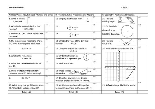 Year 6 Skills checker 10 tests (SATs Preperation) | Teaching Resources