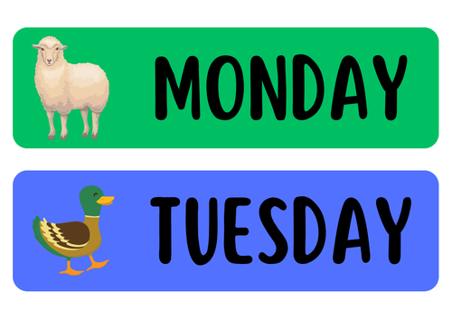 Farm / Rural Themed Day of the Week, Months of the Year display ...