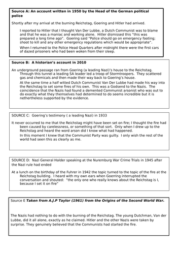 Weimar Germany/Hitler's rise to power scheme of work | Teaching Resources