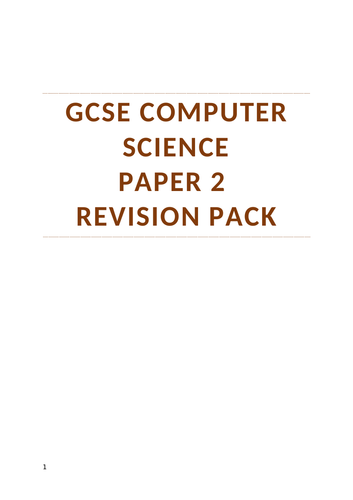 Gcse Ocr Computer Science Paper 2 Revision And Practice Guide J277 Teaching Resources 