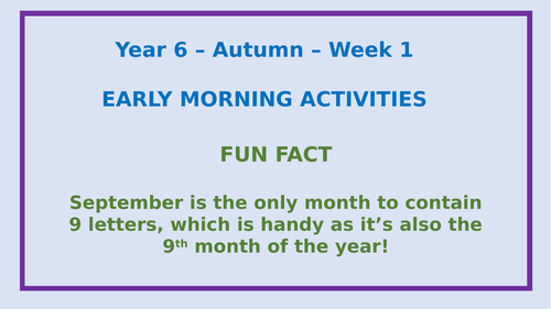 Early Morning Work - Y6 - Aut - Wk 1 - preview | Teaching Resources