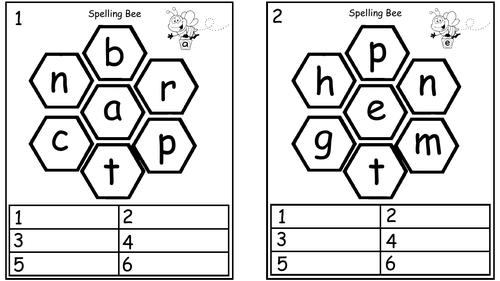 Spelling Bee CVC Activity Cards for KS1 | Teaching Resources