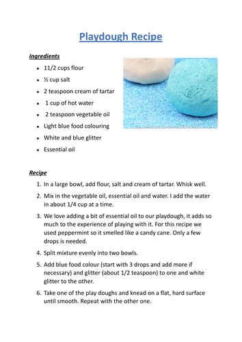 Playdough Recipe | Teaching Resources