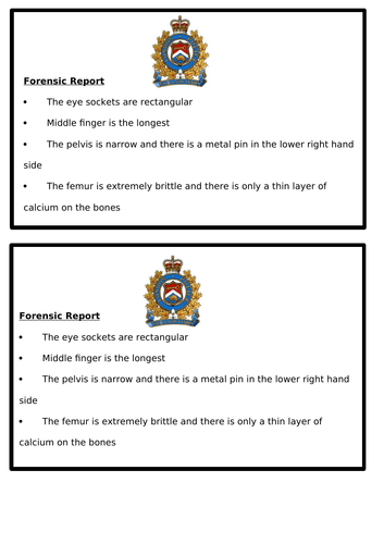 Skeleton Forensic Facts Mystery Crime Reading challenge (Year 4/5/6 ...