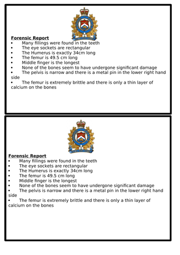 Skeleton Forensic Facts Mystery Crime Reading challenge (Year 4/5/6 ...