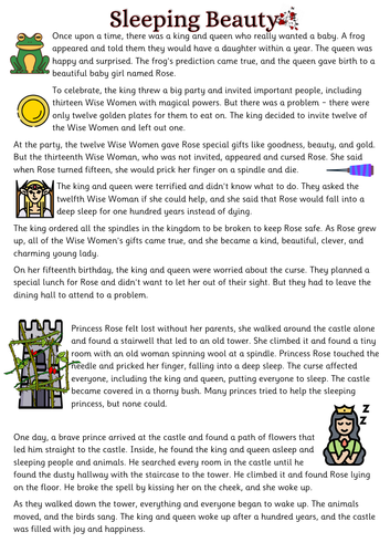 Sleeping Beauty Reading Comprehension | Teaching Resources